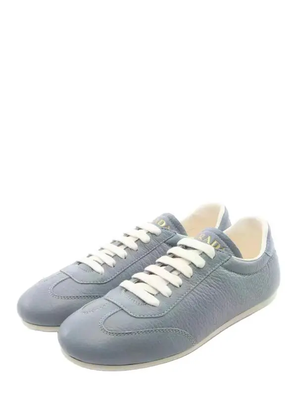 Prada Leather Lace-up Sneakers - Grey