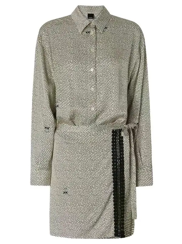 Pinko Polka-dot Lace-trim Shirt Dress - Neutrals
