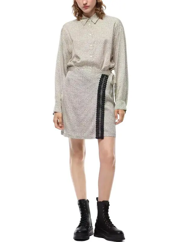 Pinko Polka-dot Lace-trim Shirt Dress - Neutrals