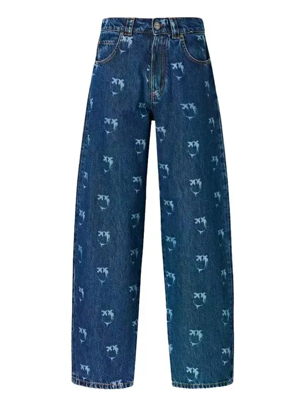 Pinko Monogram Print Straight-leg Jeans - Blue