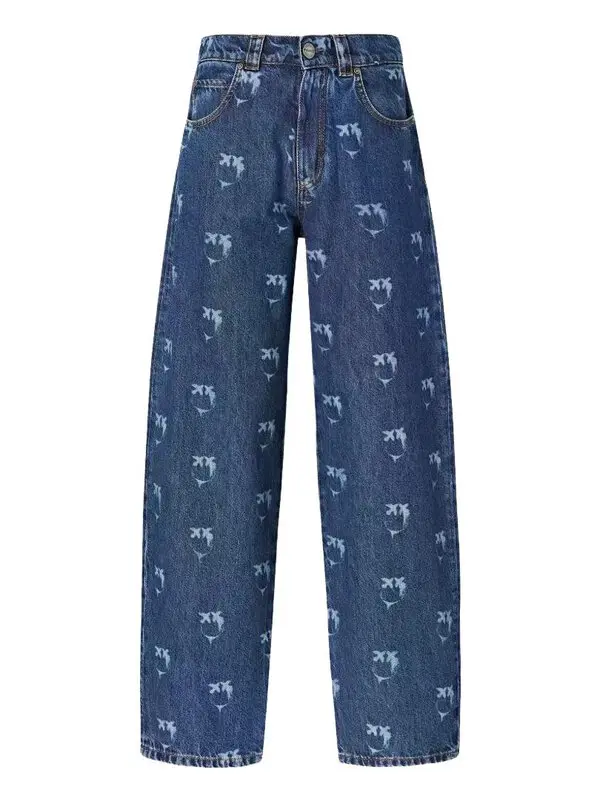 Pinko Monogram Print Straight-leg Jeans - Blue