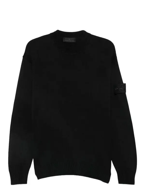 Stone Island Logo Patch Crew-neck Sweater - Black
