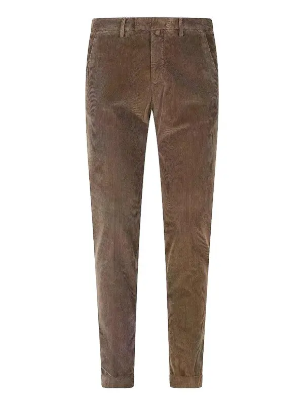 BRIGLIA 1949 Corduroy Turn-up Trousers - Brown
