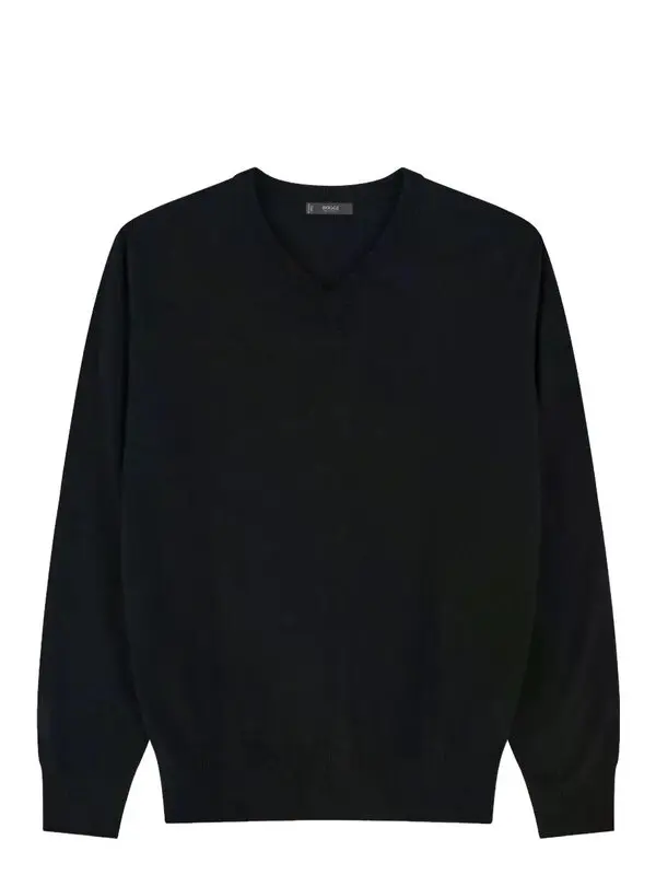 Boggi Milano V-neck Fine Gauge Extrafine Merino Wool Jumper - Black