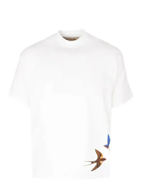 EXIT SOCIETY Bird-print T-shirt - White