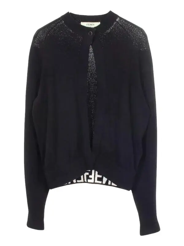 Fendi Knit Cardigan With Logo Trim - Black
