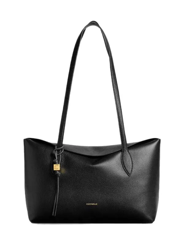 COCCINELLE Leather Shoulder Bag With Gold-tone Logo - Black