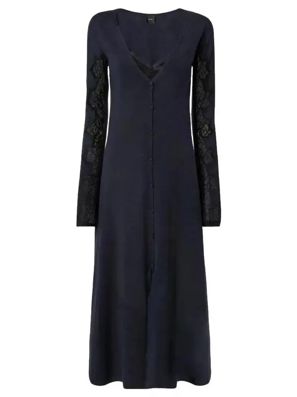 Pinko Lace-panelled Button-up Dress - Blue