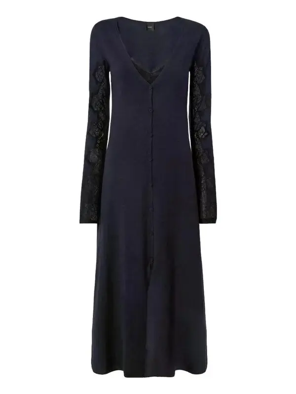 Pinko Lace-panelled Button-up Dress - Blue