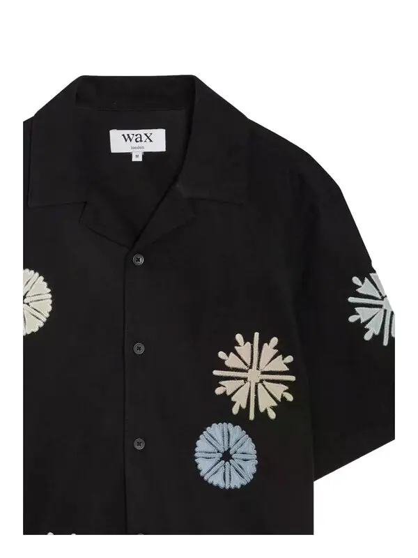 WAX LONDON Didcot Embroidered Short-sleeve Shirt - Black