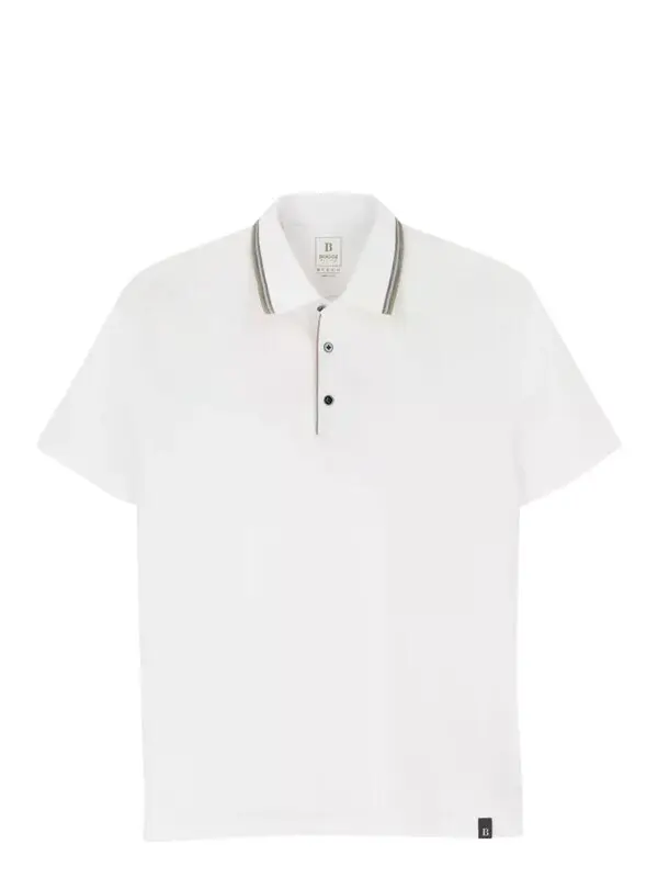 Boggi Milano Polo In Stretch Cotton Blend Piqué Cool Jade-fresh - White