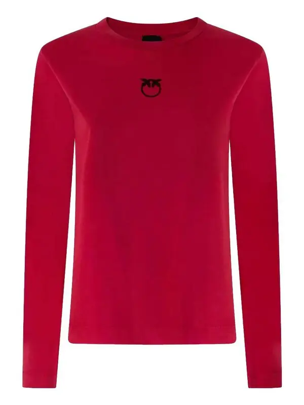 Pinko Logo-embroidered Long-sleeve T-shirt - Red