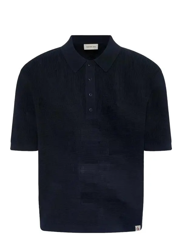 Calvin Klein Ribbed-knit Polo Shirt - Blue