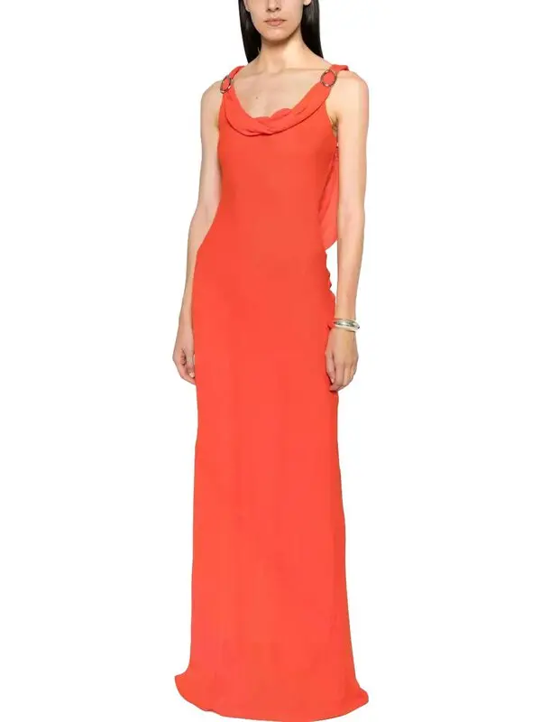 Patrizia Pepe Cowl Neck Ring Detail Dress - Red