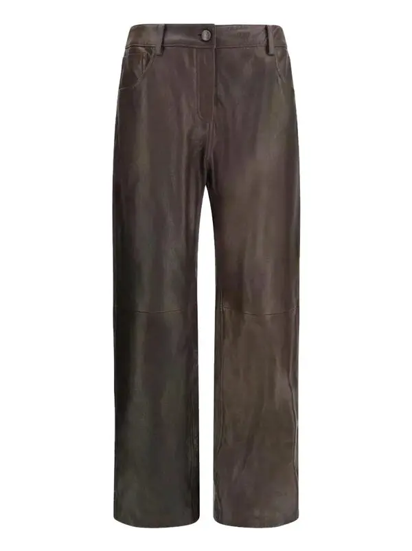 Magda Butrym Leather Straight-leg Trousers - Brown
