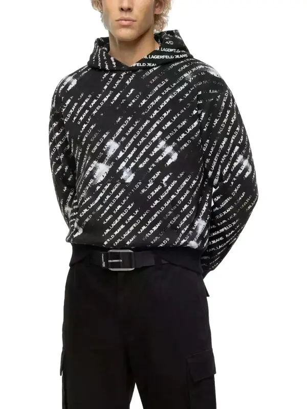 Karl Lagerfeld All-over Print Hoodie - Black