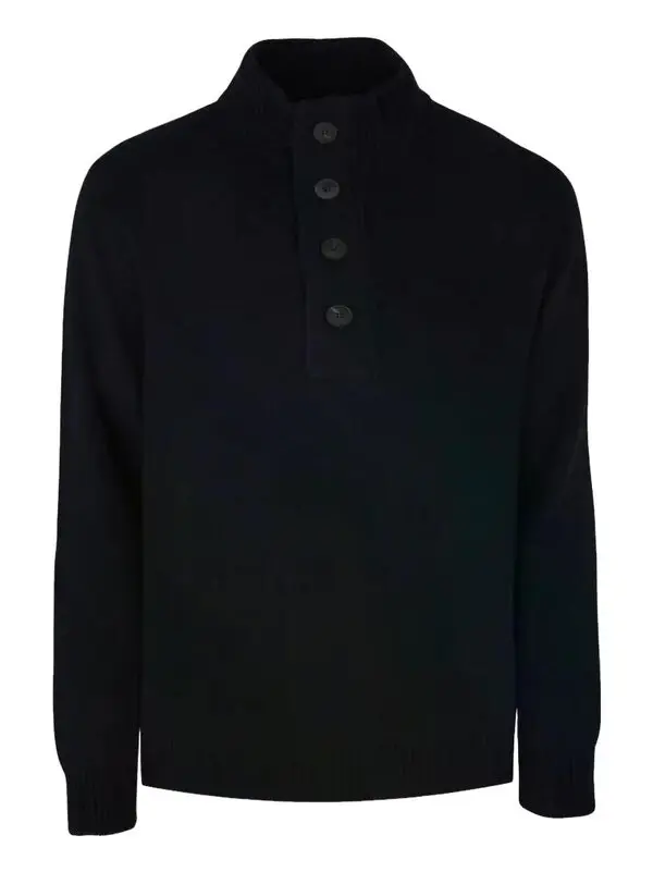 GRAN SASSO Button-fastening Mock Neck Sweater - Blue