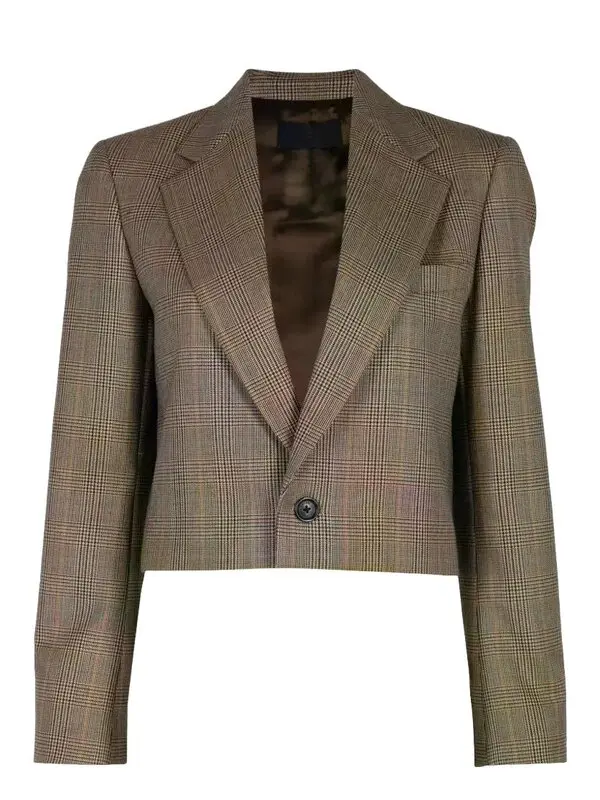 NILI LOTAN Checked Cropped Jacket - Brown