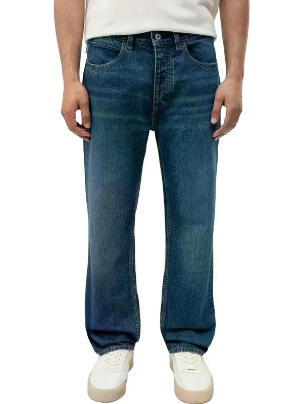 Hugo Logo-patch Straight-leg Jeans - Blue