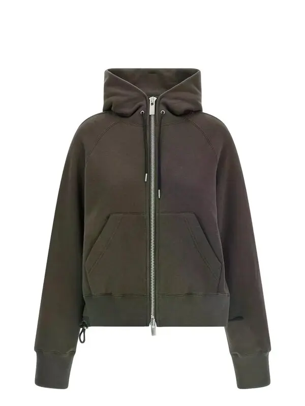 Sacai Pleated Zip-up Hoodie - Brown