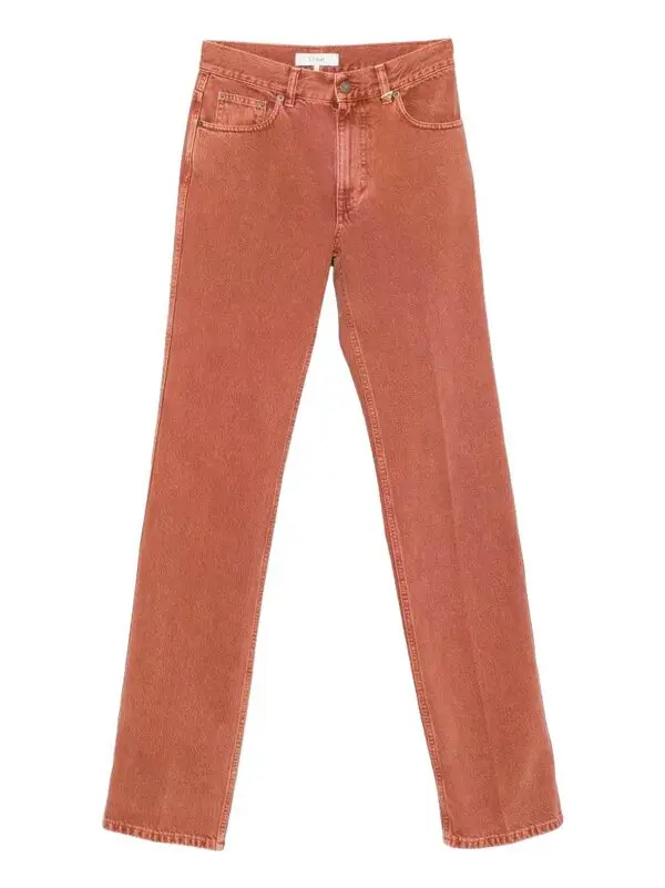 Chloé Logo Plaque Straight Leg Jeans - Orange