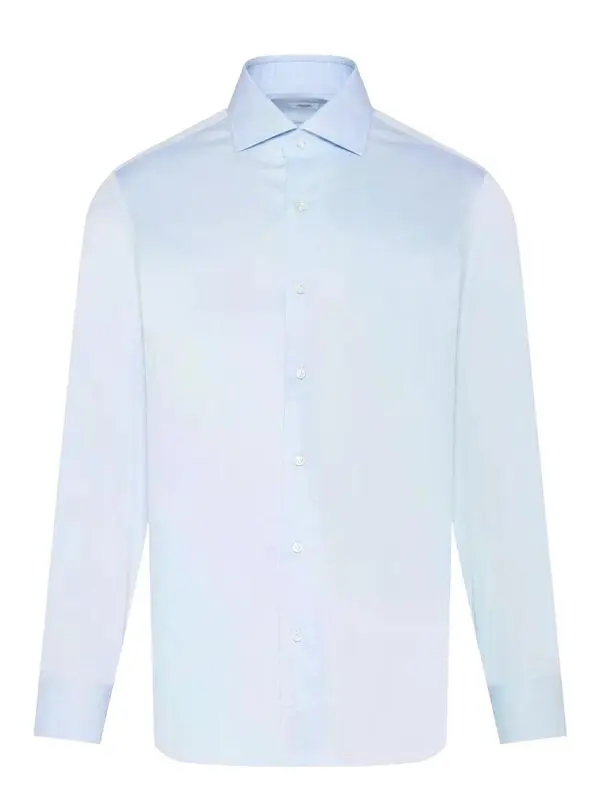 BARBA NAPOLI Spread-collar Long-sleeve Shirt - Blue