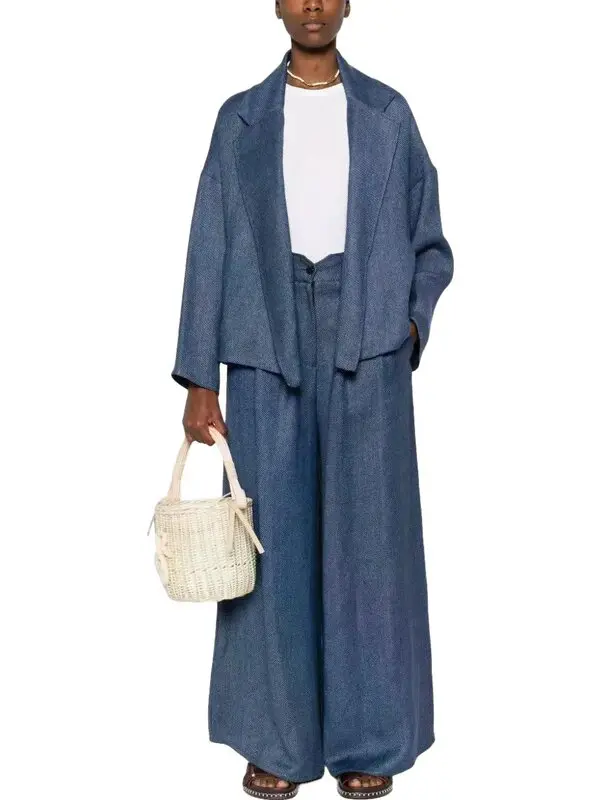 Alberta Ferretti High-waisted Wide-leg Pleated Trousers - Blue
