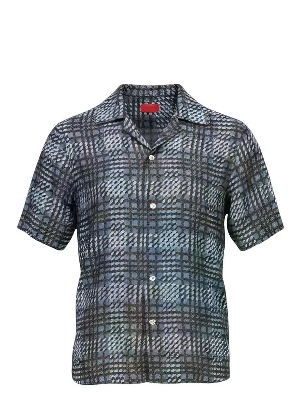 Isaia Check Short-sleeve Shirt - Blue