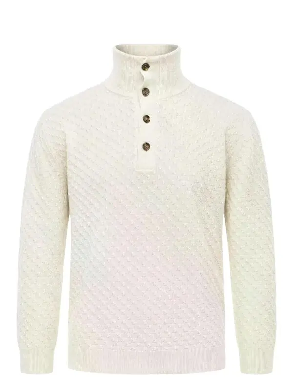 PAOLO PECORA Textured Knit Button-up Sweater - Neutrals