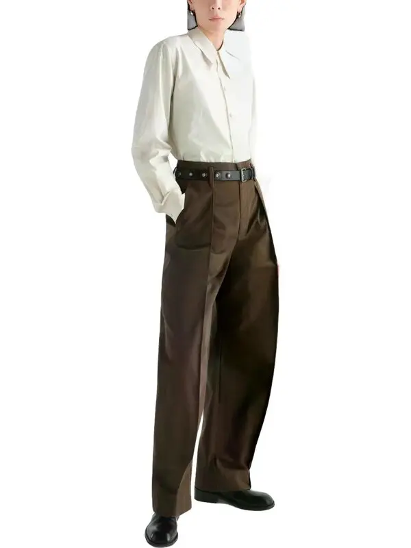 LEMAIRE Pointed Collar Shirt In Washed Cotton Silk - Neutrals