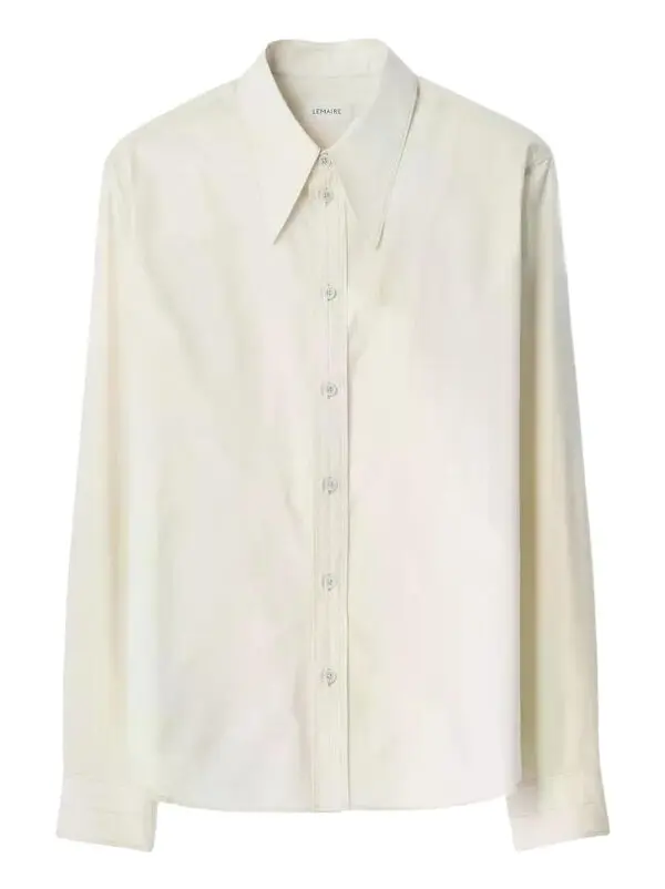 LEMAIRE Pointed Collar Shirt In Washed Cotton Silk - Neutrals