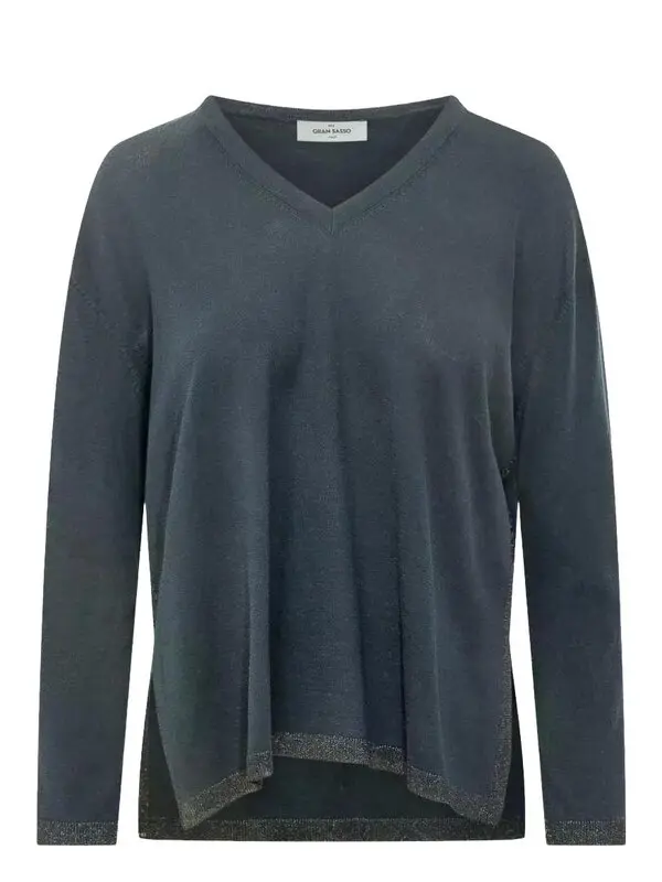GRAN SASSO V-neck Sweater With Metallic Trim - Blue