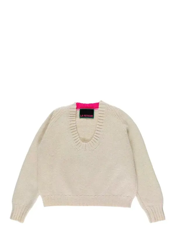LA FETICHE Wool Jumper With Ribbed Trim - Neutrals