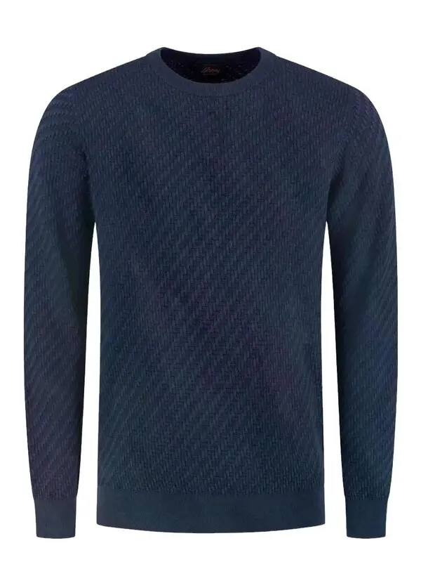 Brioni Textured Knit Crew Neck Sweater - Blue