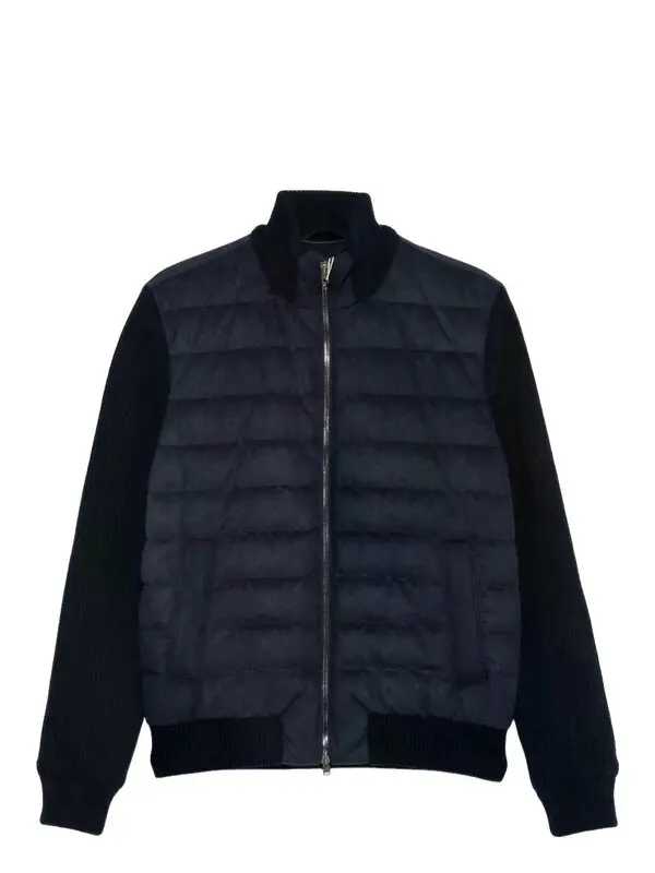 Herno Quilted Ribbed-sleeve Jacket - Blue
