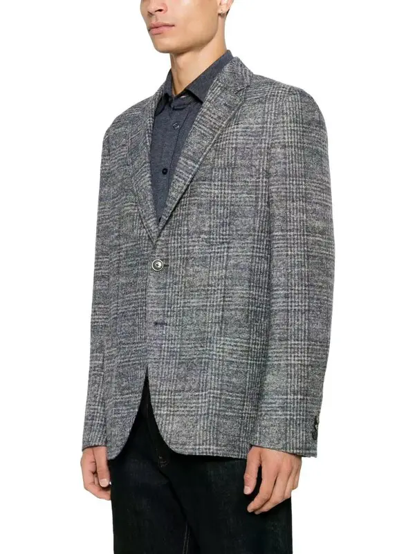 Etro Check-pattern Notched-lapel Blazer - Grey