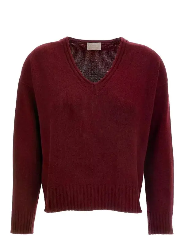 DRUMOHR Fine Knit Cashmere V-neck Sweater - Red