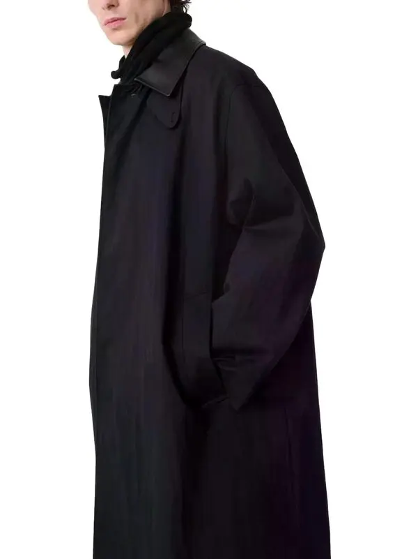 Studio Nicholson Leather Collar Trench Coat - Black