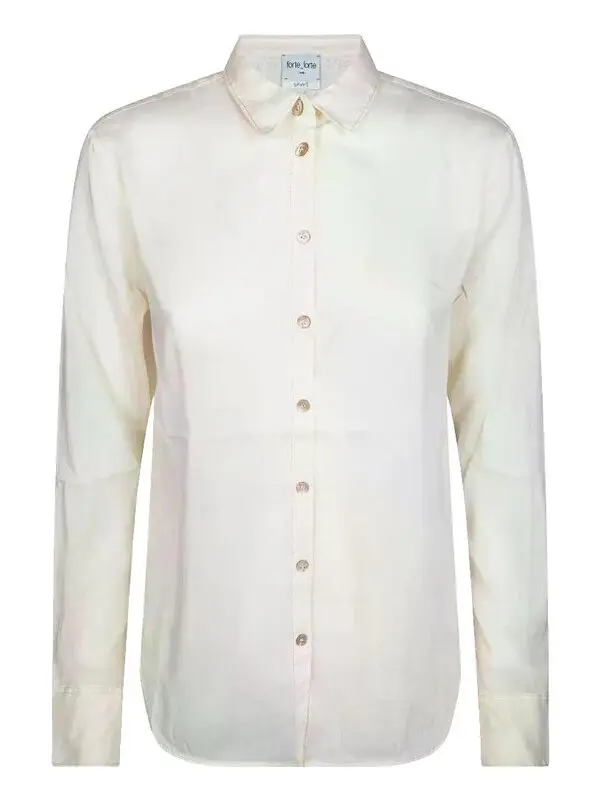 FORTE_FORTE Button-down Long-sleeve Cotton Shirt - Neutrals