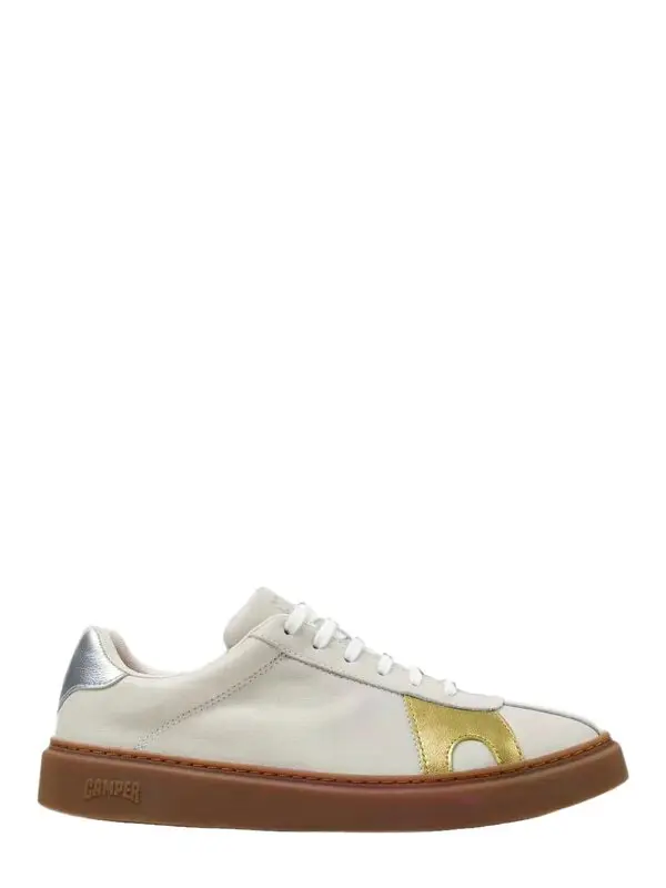 Camper Leather Lace-up Sneakers With Embossed Logo - White