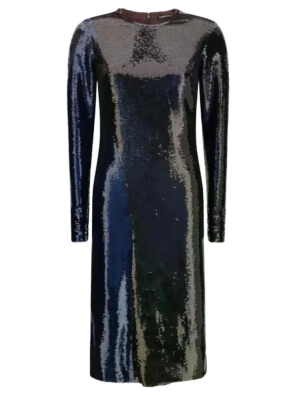 TOM FORD Sequin-embellished Long-sleeve Midi Dress - Blue