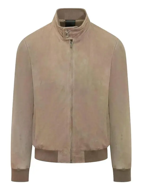 GIOCASTA Suede-finish High-neck Jacket - Neutrals