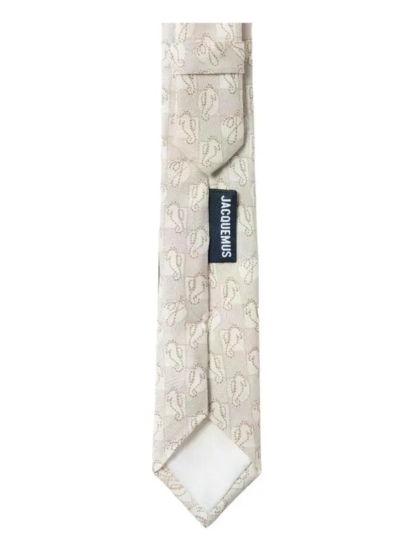 Jacquemus Seahorse Motif Silk Tie - Neutrals