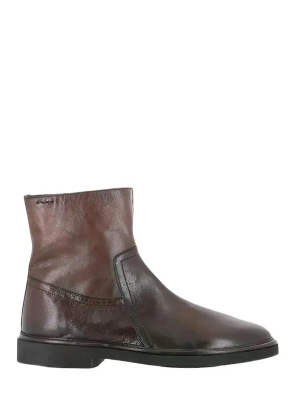 ALEXANDER HOTTO Side-zip Leather Boots - Brown