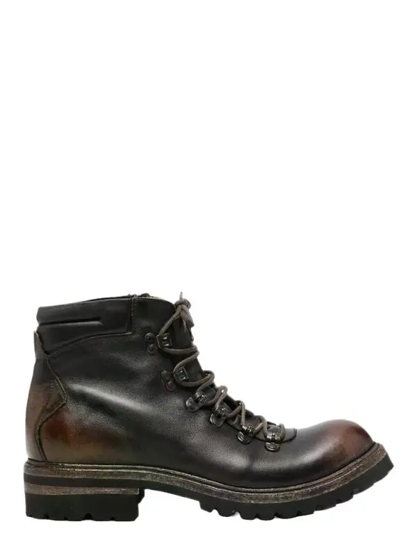 SHOTO Leather Lace-up Boots - Brown