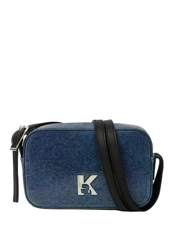 Karl Lagerfeld Logo Plaque Denim Crossbody Bag - Blue