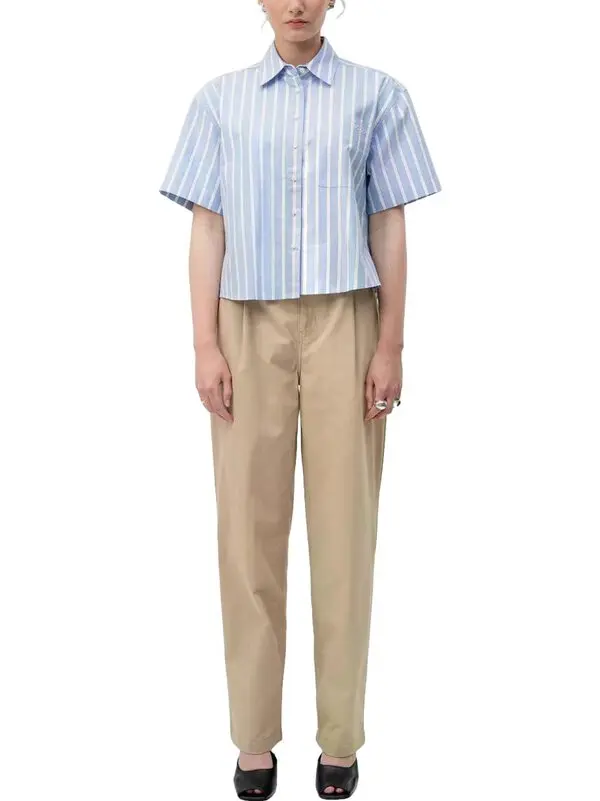Hugo Vertical Stripe Short Sleeve Shirt - Blue