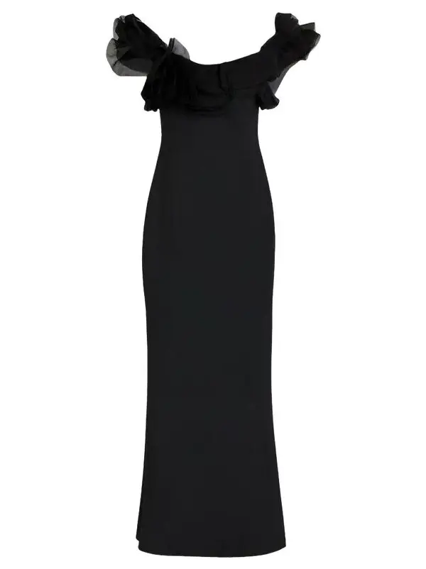 Badgley Mischka Ruffled Maxi Dress - Black