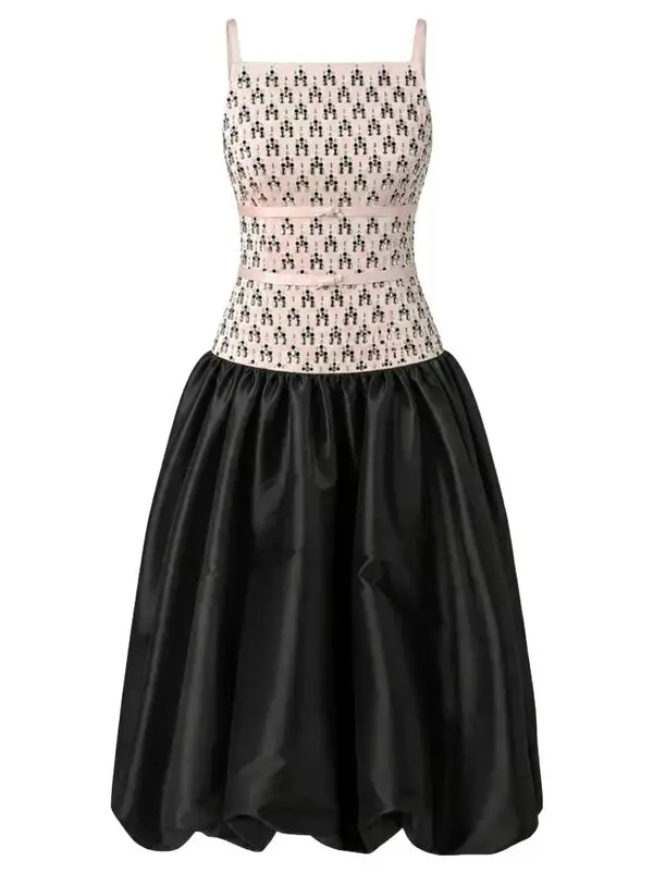 NAFSIKA SKOURTI Astra Bloom Crystal-embellished Midi Dress - Black