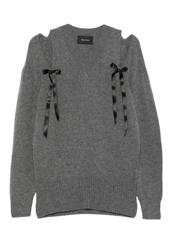 Simone Rocha Bow-embellished Cold-shoulder Sweater - Grey